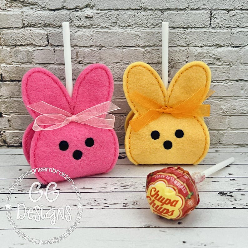 Marshmallow Bunny Lollipop Wrap in the Hoop Machine Embroidery Design ...