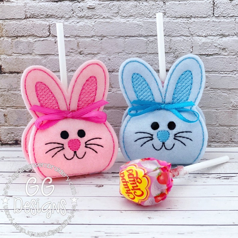 Bunny Lollipop Wrap in the Hoop Machine Embroidery Design - Etsy