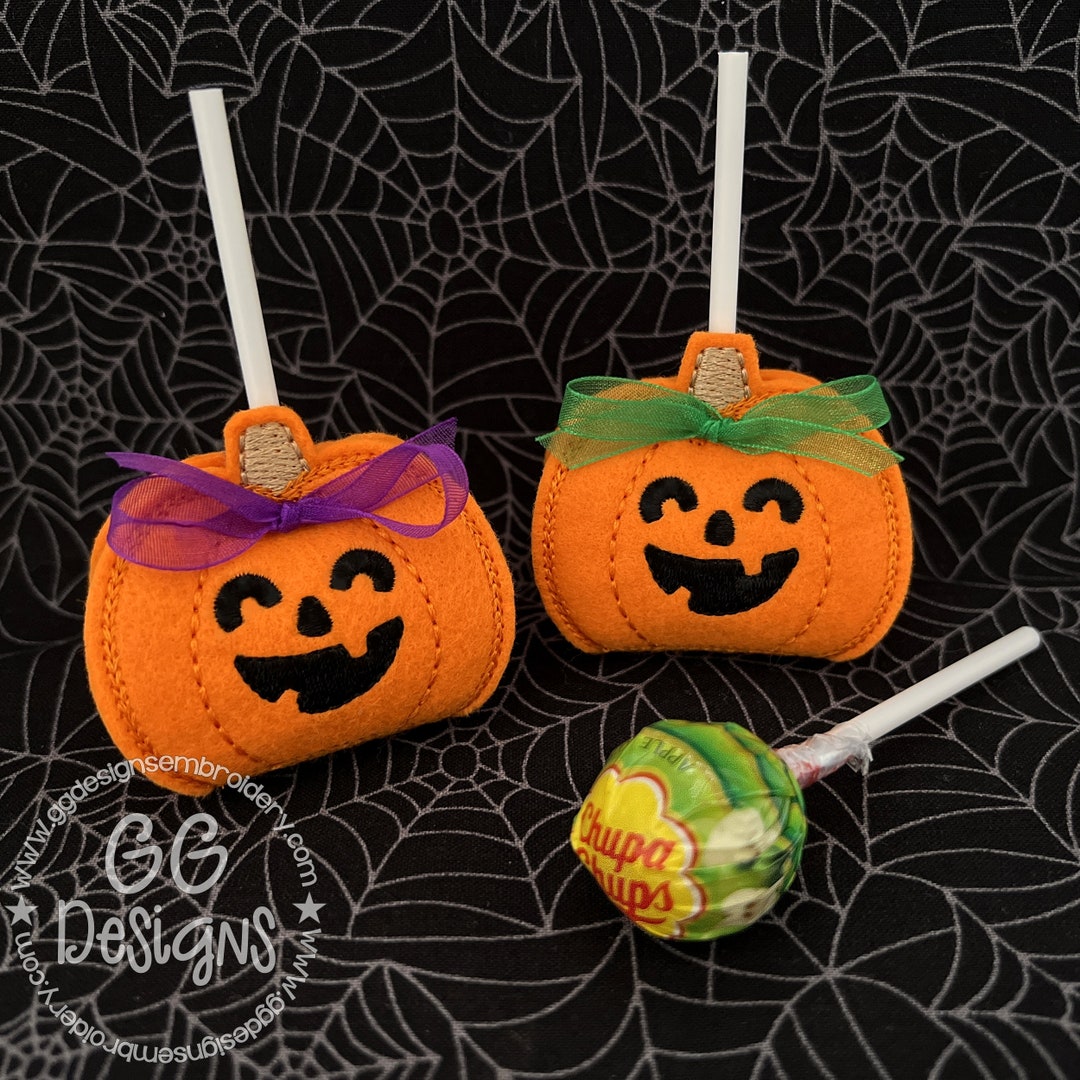Jack O Lantern Lollipop Wrap in the Hoop Machine Embroidery Design - Etsy