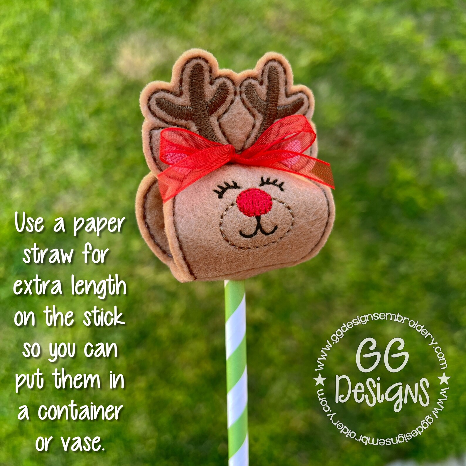 Reindeer Lollipop Wrap in the Hoop Machine Embroidery Design - Etsy