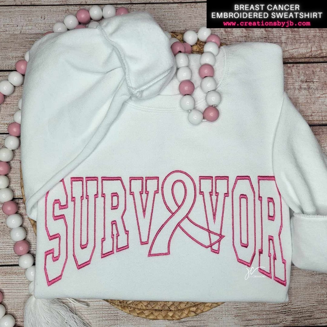 Survivor Embroidered Sweater | Breast Cancer Awareness Sweatshirt ...