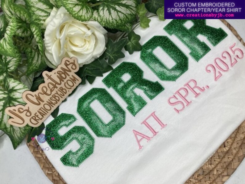AKA Soror Glitter Shirt, Custom Embroidered Soror Tee With Chapter Year ...