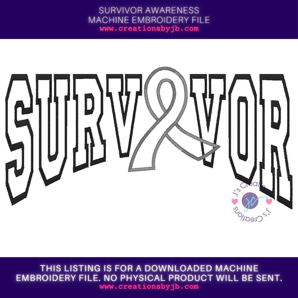 Survivor Embroidery Design, Survivor Applique, Pink Ribbon Applique ...