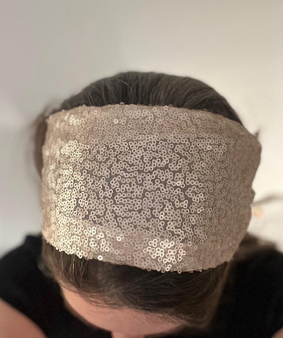Champagne Sequin Stretchy Headband, Elegant Sparkly Hairband for Women ...