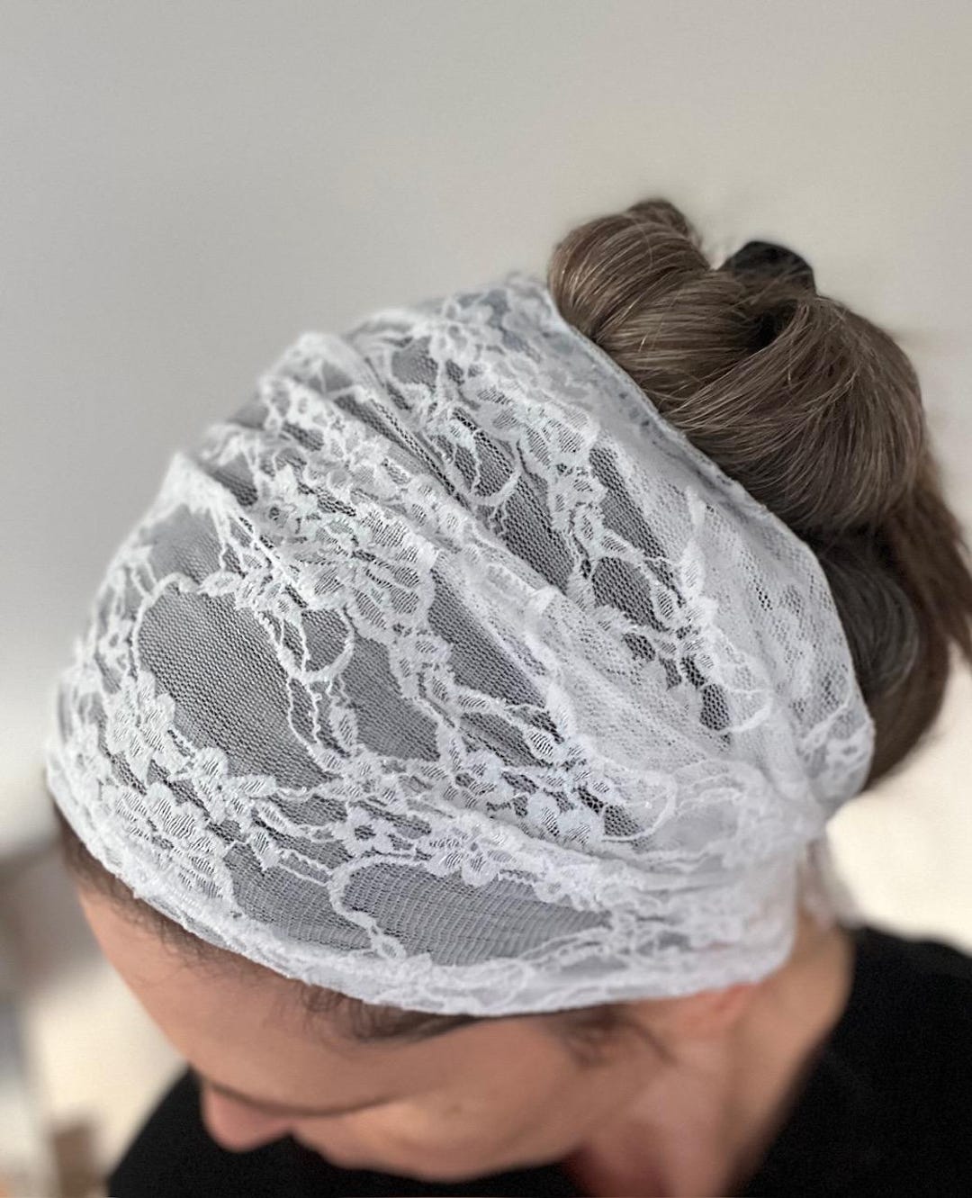 White Lace Headband, Christian Head Covering, Lightweight Floral Hair ...