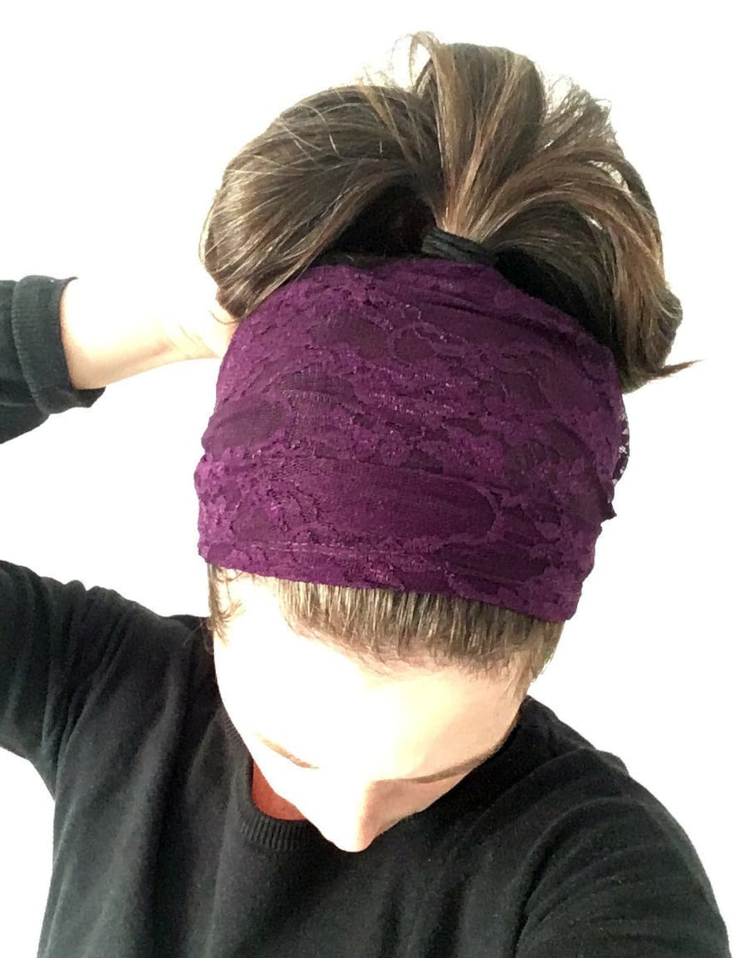 Christian Head Covering for Everyday, Purple Lace Light Weight Headband ...