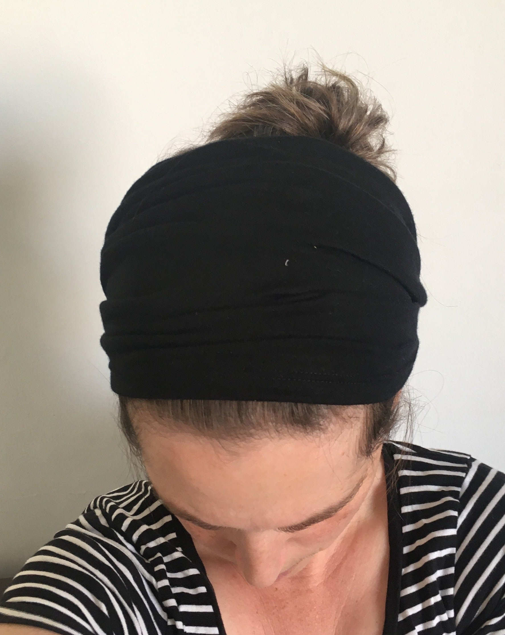 Wide Headcover Black Head Cover Tie on Headcovering Black - Etsy