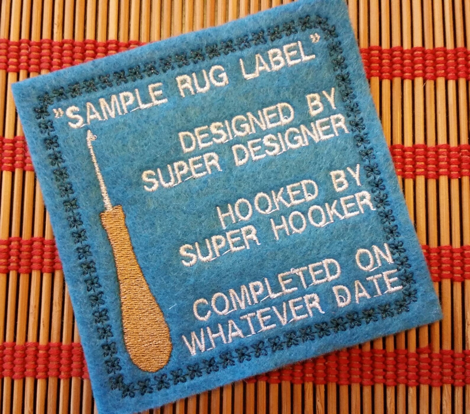 Personalized Hooked Rug Label. Free Shipping. Custom Designed Rug ...