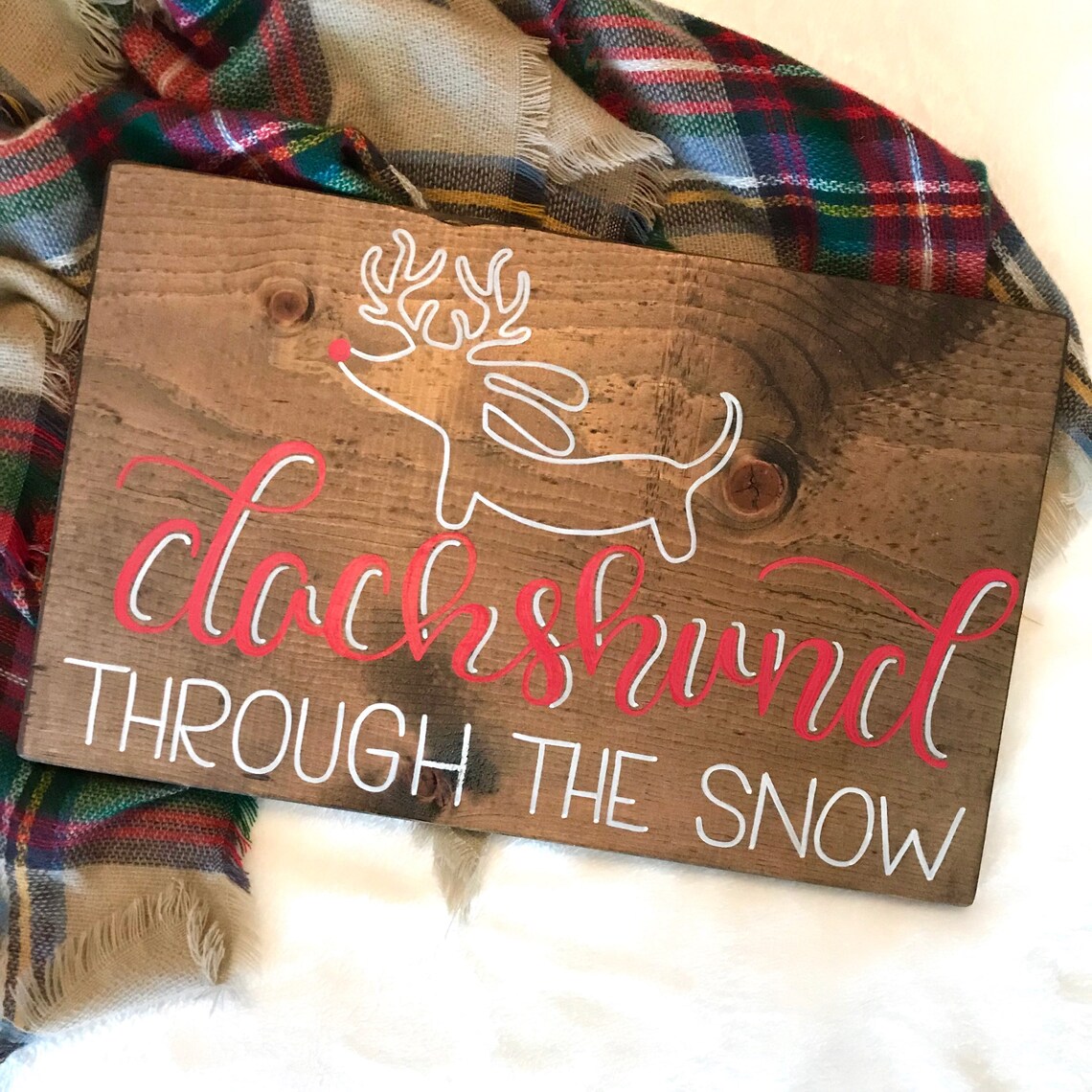 Dachshund through the snow Christmas sign weenie dog | Etsy