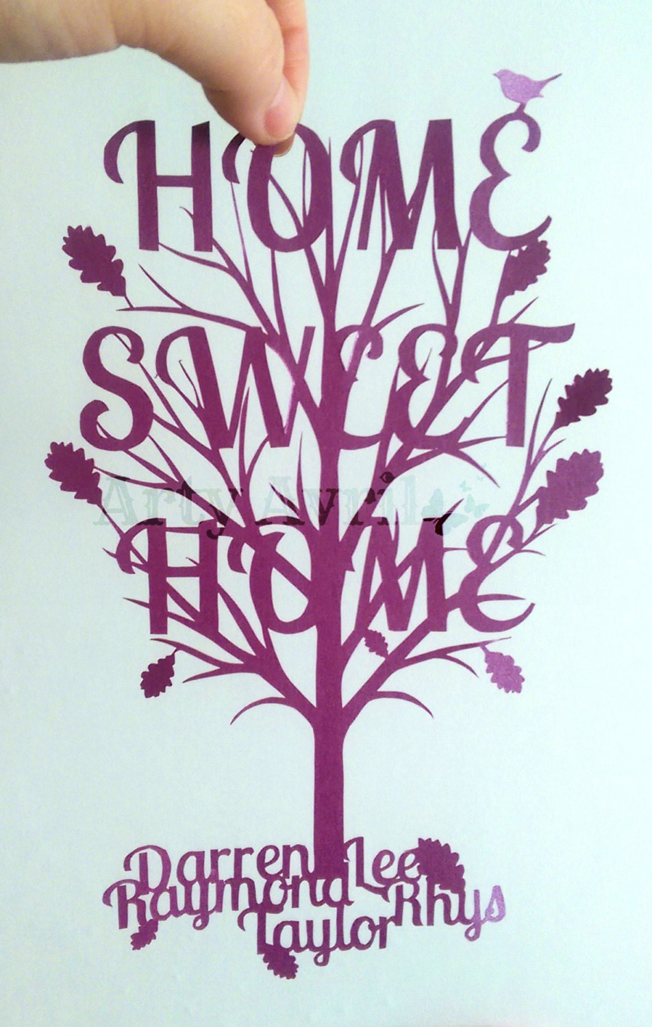 Personalised Family Tree Hand Cut Name Tree Home Sweet Home - Etsy UK