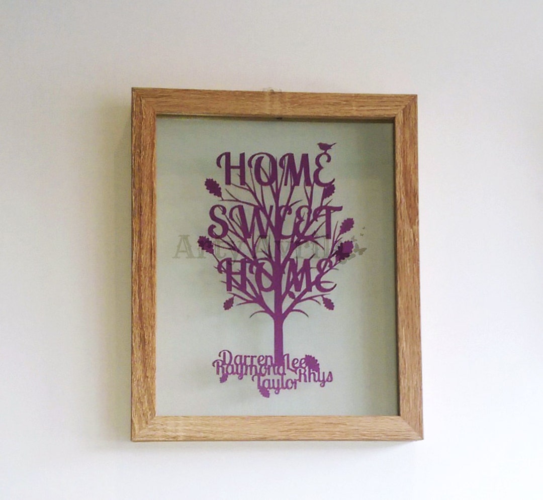Personalised Family Tree, Hand Cut Name Tree, Home Sweet Home Papercut ...
