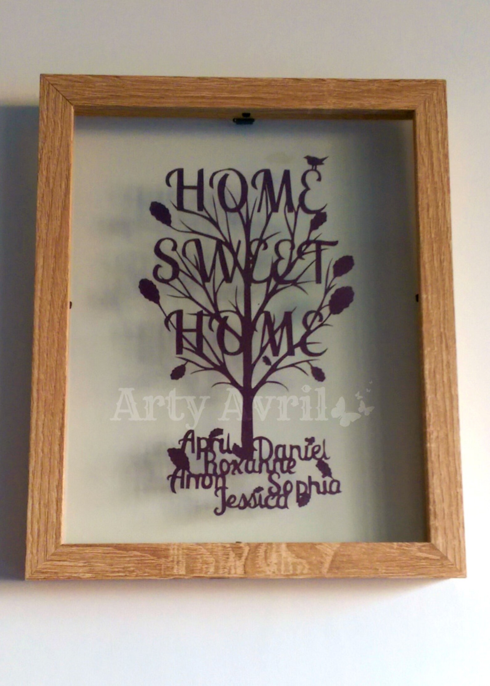 Personalised Family Tree Hand Cut Name Tree Home Sweet Home - Etsy UK