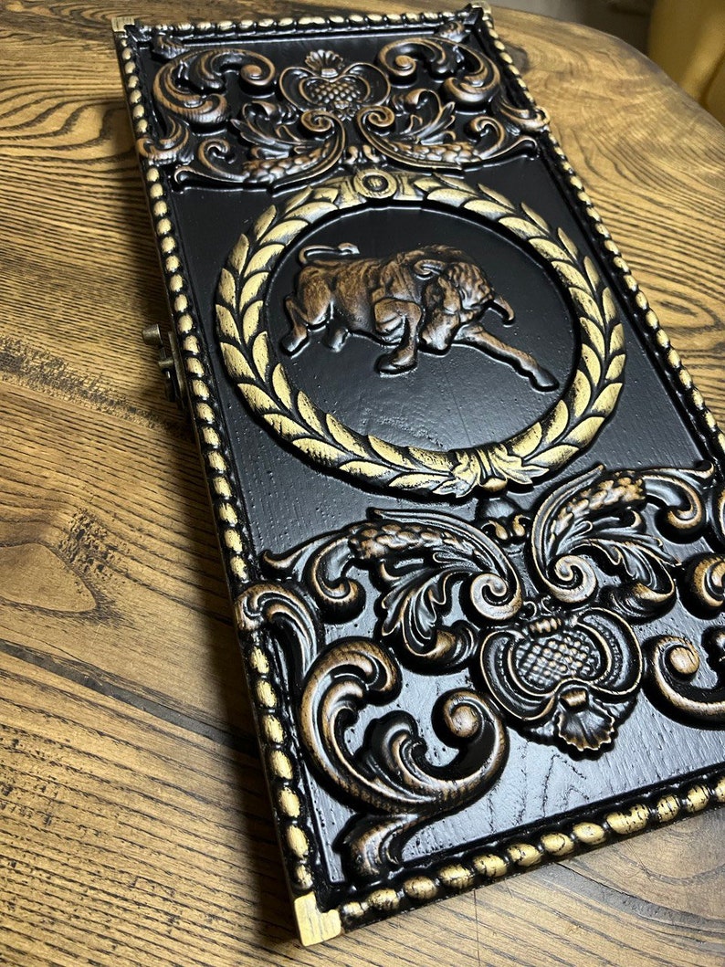 Wooden Handmade Backgammon With Bull Ukraine Personalized - Etsy