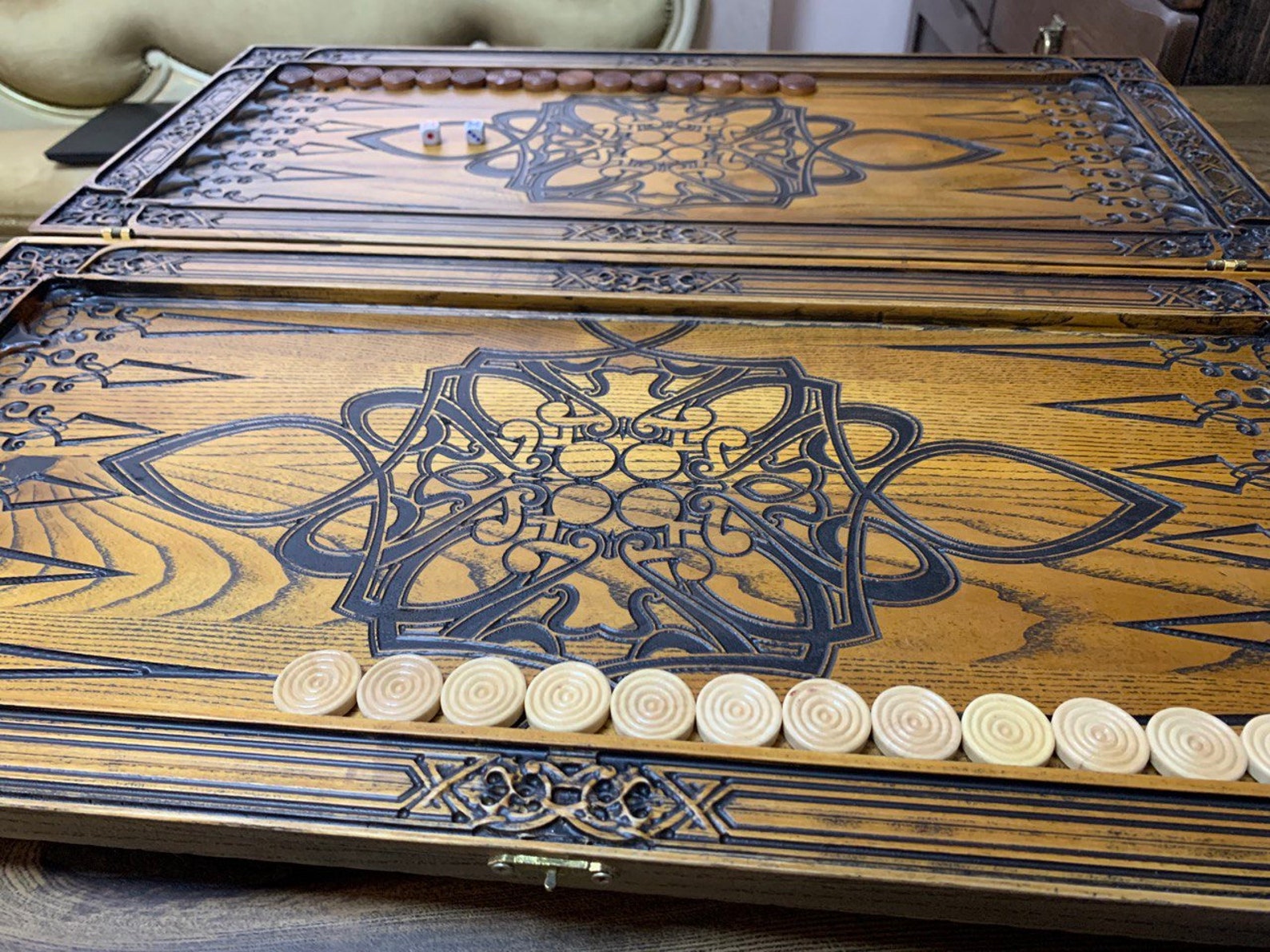 Wooden Handmade Backgammon With Russian Warship Personalized - Etsy