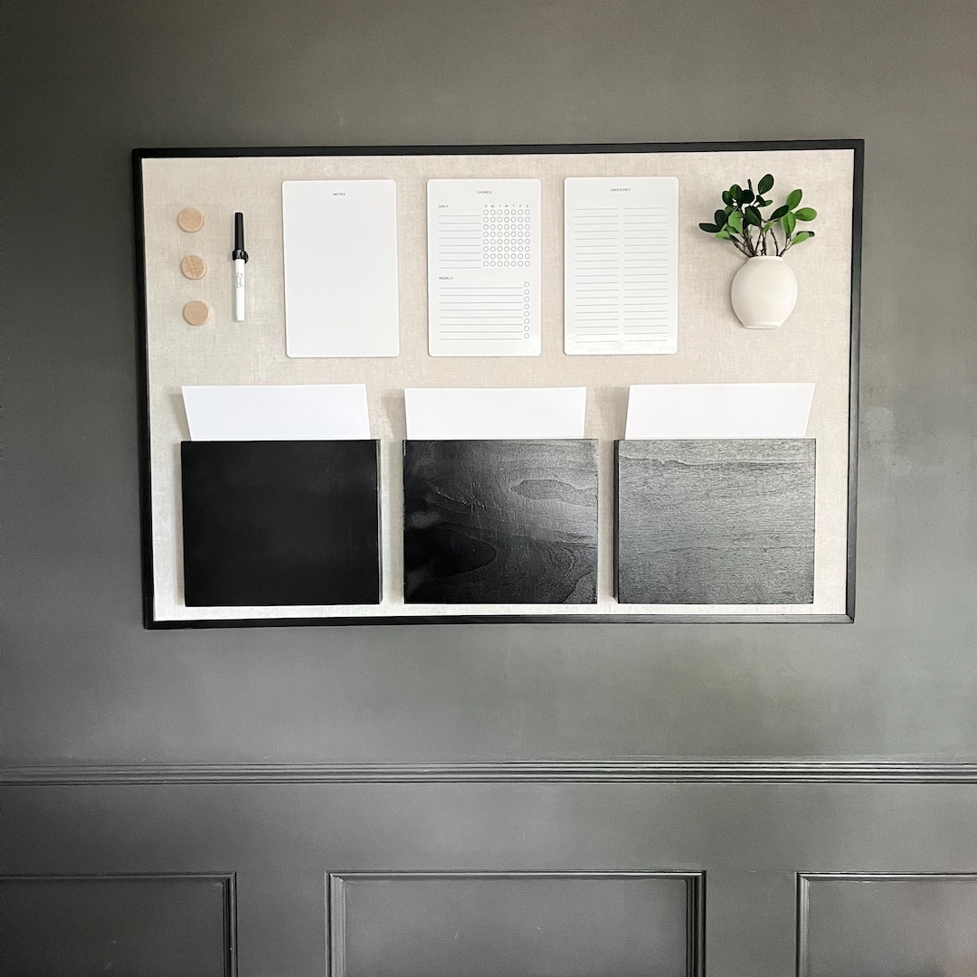 Solid Wood Framed Magnetic Board, Home Office Kitchen or Livingroom ...