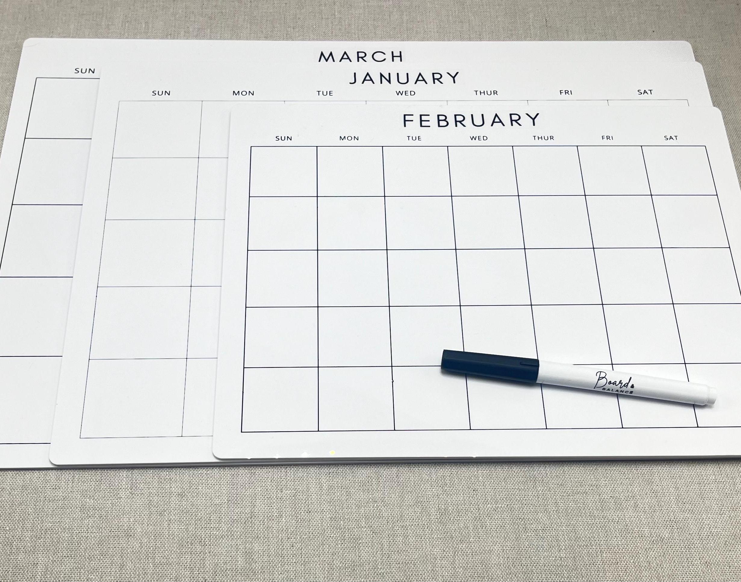 Dry Erase Calendar: Choose From 3 Sizes of Calendars Printed on Quality ...