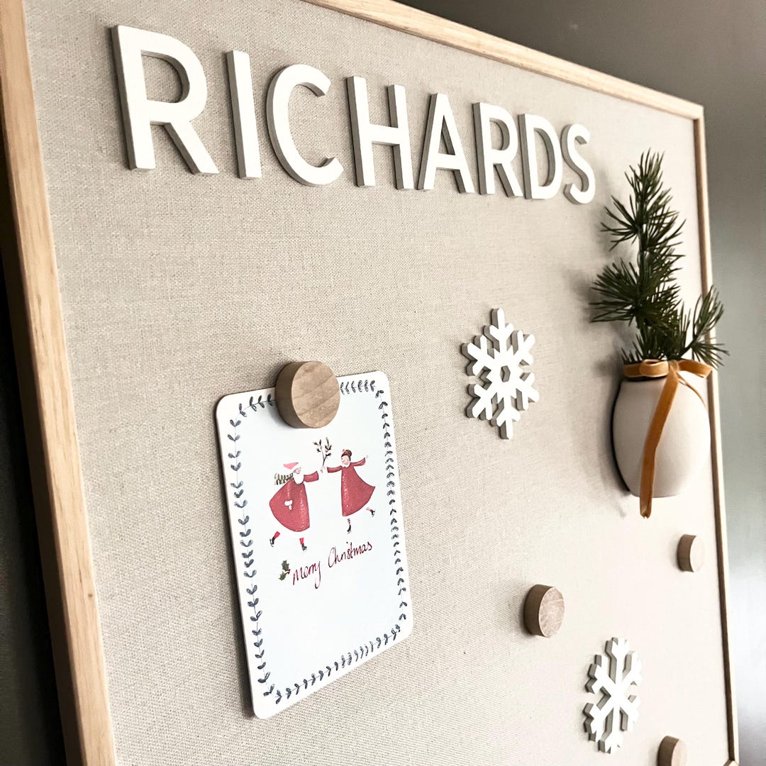 Linen Magnetic Board Black or Oak Framed Office Organizer Modern Custom ...