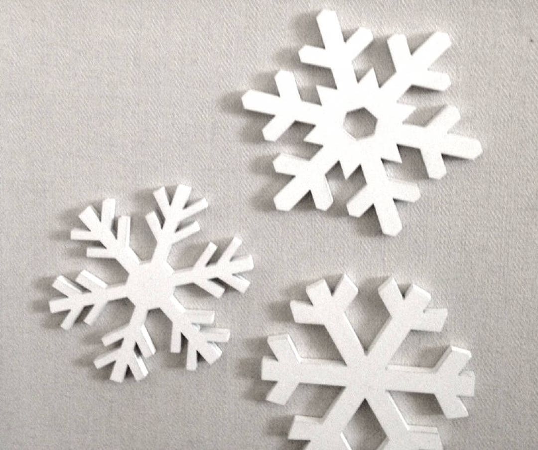 Unique Wooden Snowflake Magnets, Set of 3 Designs, Painted White ...