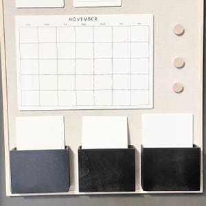 Family Message Center Organizer Board Home Office Decor Linen and Wood ...