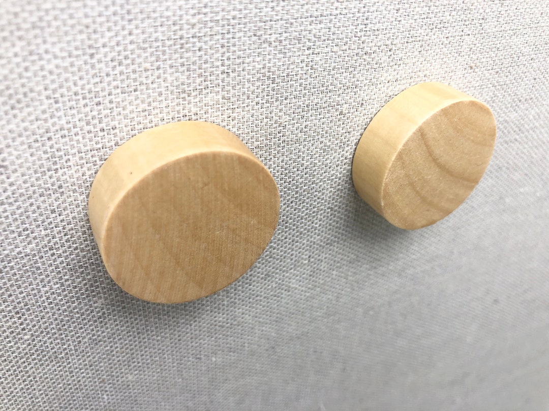 NEW! 3pc Modern Solid Birch Wooden Circle Magnets: White / Wood Finish ...
