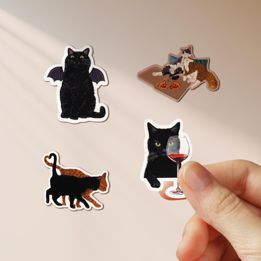 Cat Sticker Pack, Black Cat Stickers, Cat Lover Stickers, Funny Cat ...