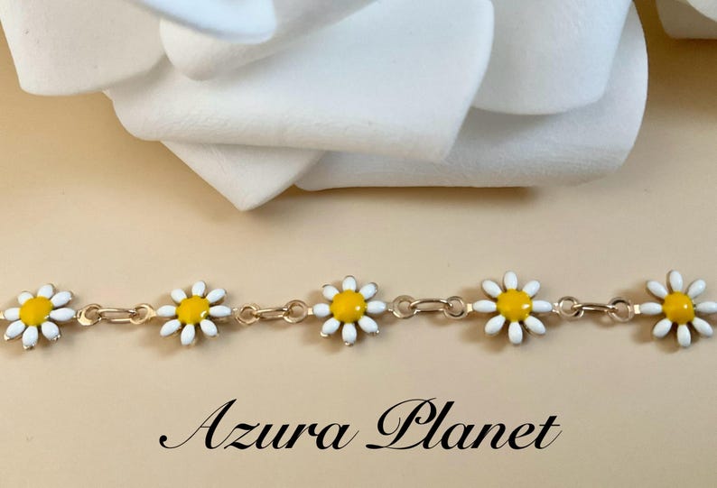 Daisy Chain Anklet KC Gold Plated Enamel Flower Ankle Bracelet 9 - 11 ...