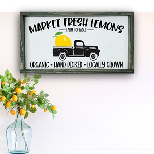 Market Fresh Lemons Sign, Lemon Market Sign, Farmhouse Truck Lemon Wood ...