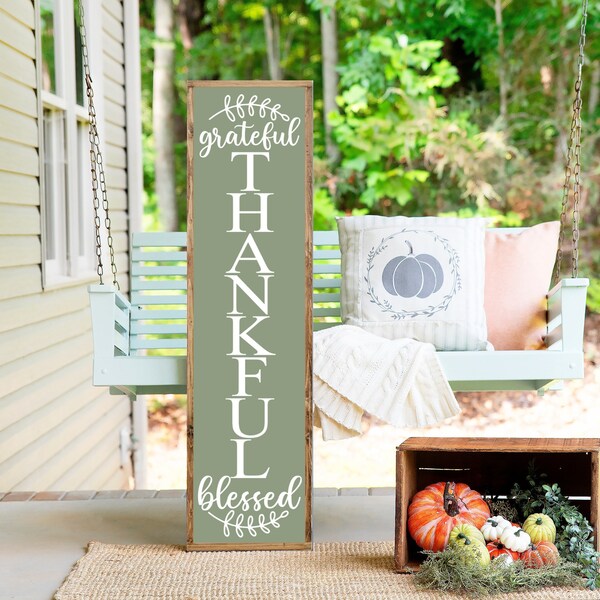 Grateful Thankful Blessed Wood Horizontal Sign - Etsy