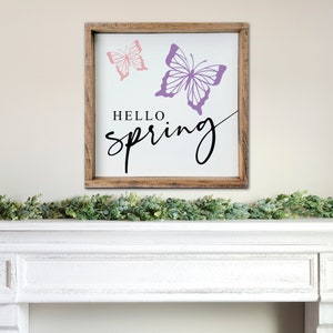 Hello Spring Wood Sign, Modern Farmhouse Spring Decor, Entryway Spring ...