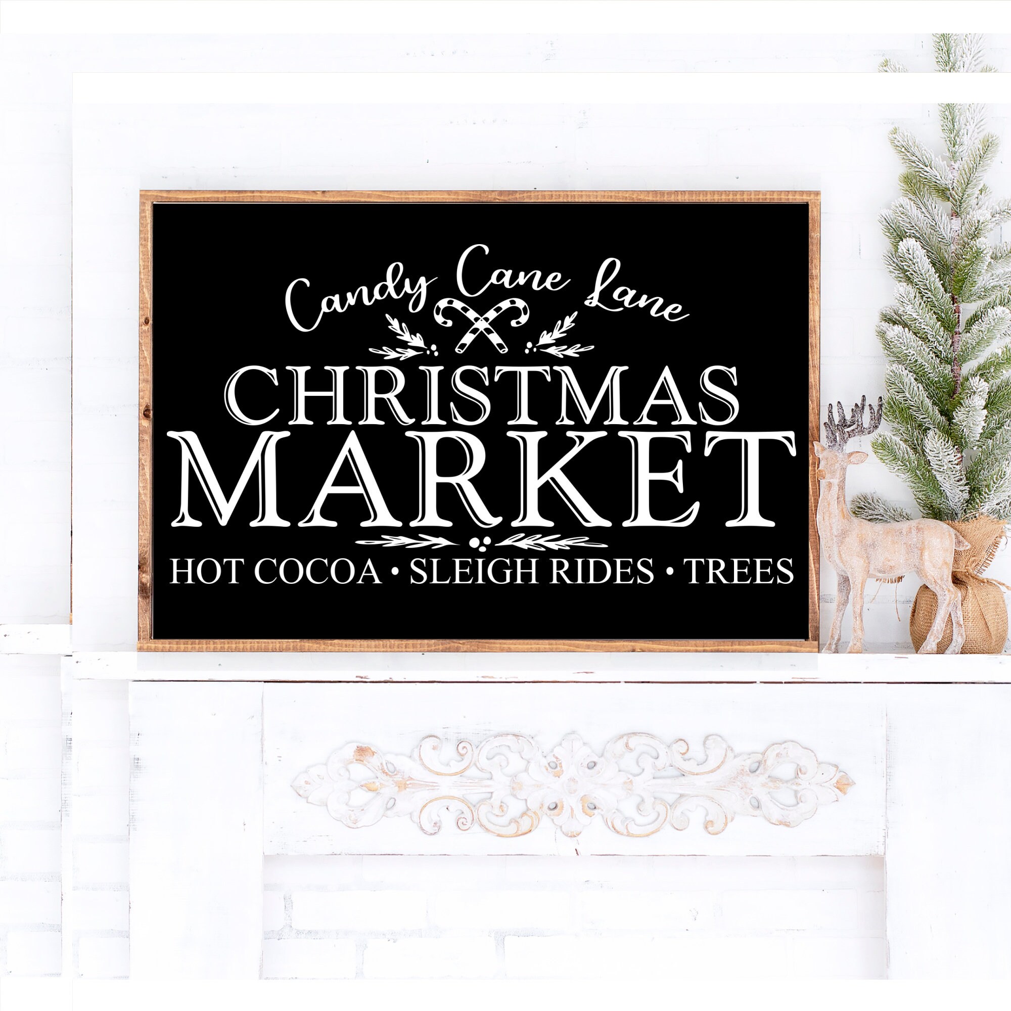 Christmas Market Sign, Candy Cane Lane Sign, Christmas Kitchen Decor ...