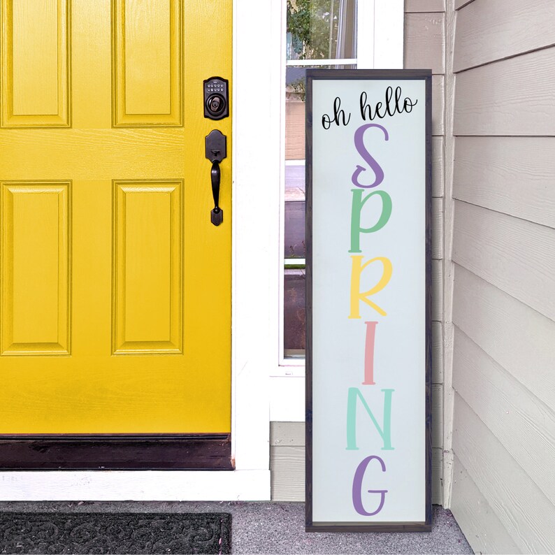 Oh Hello Spring Porch Leaner Sign, Spring Welcome Porch Sign, Spring ...