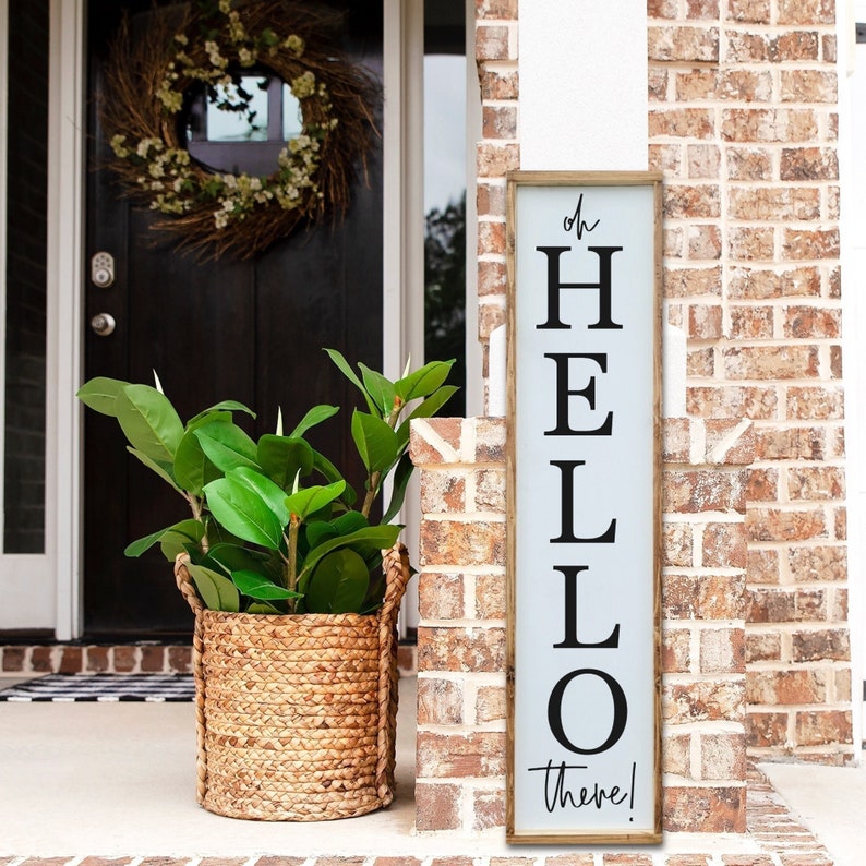 Oh Hello There Porch Leaner Sign, Porch Sign, Front Door Decor ...