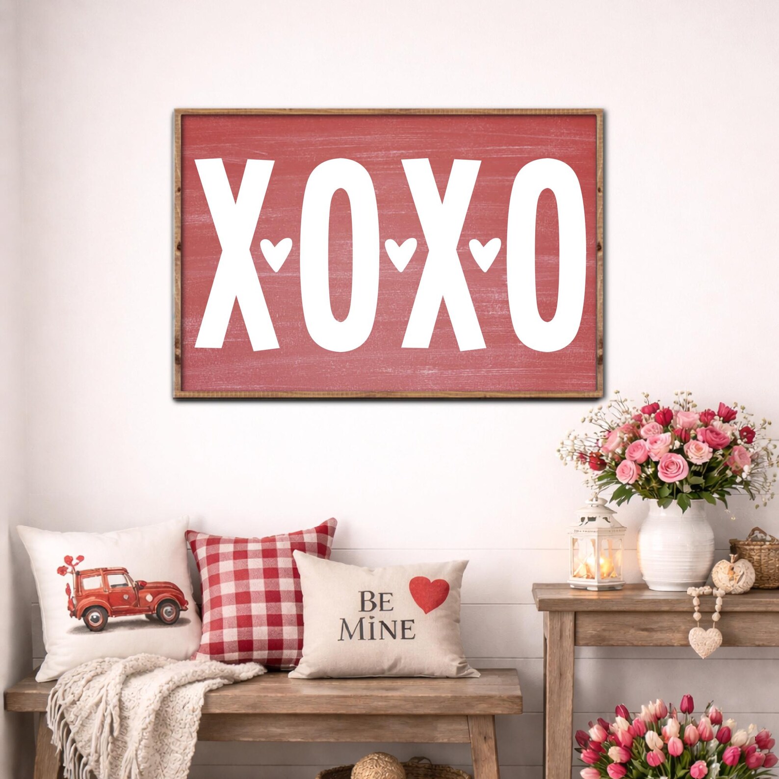 XOXO Valentine's Day Wood Sign, Love Hugs and Kisses Modern Farmhouse ...