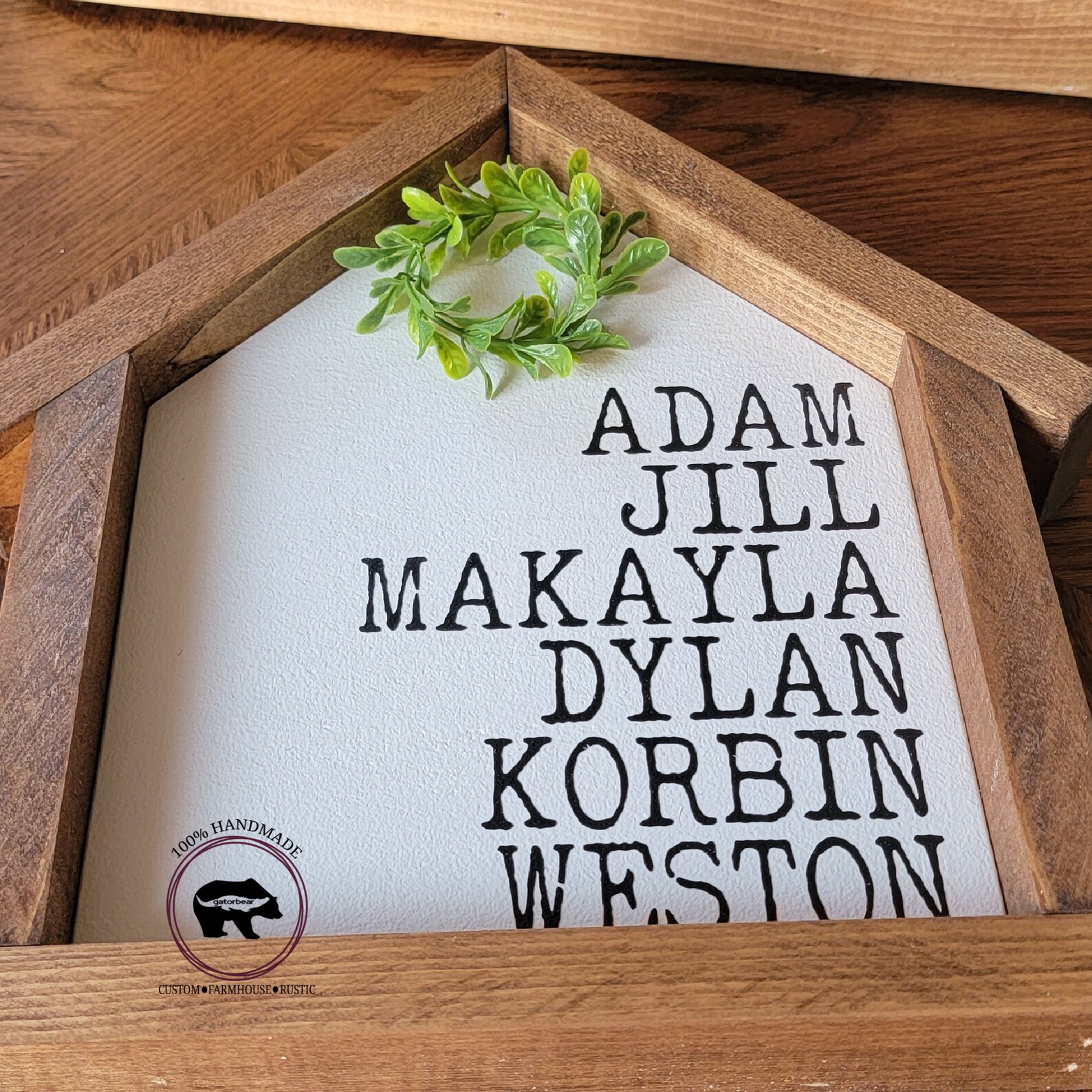 Family Name Sign Family Member Name Sign House Shaped Sign | Etsy