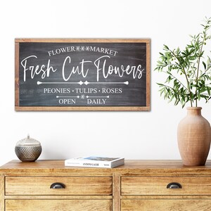 Fresh Cut Flowers Sign, Flower Market Sign, Farmhouse Spring Sign ...