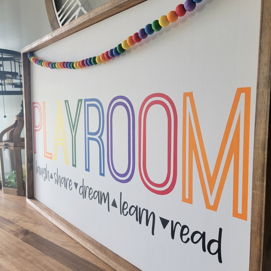 Playroom Sign, Playroom Beaded Garland Decor, Kids Playroom Wall Decor ...