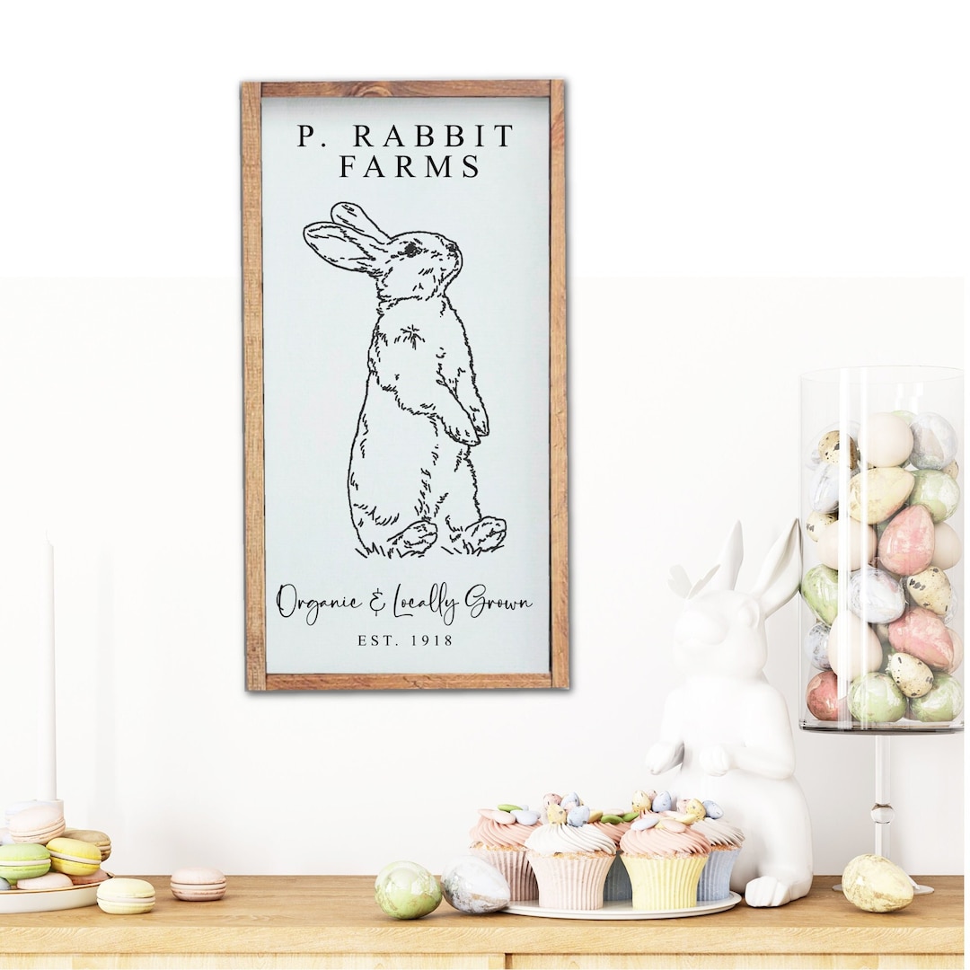 Peter Rabbit Sign, Rabbit Feed Sign, Farmhouse Easter Bunny Decor ...