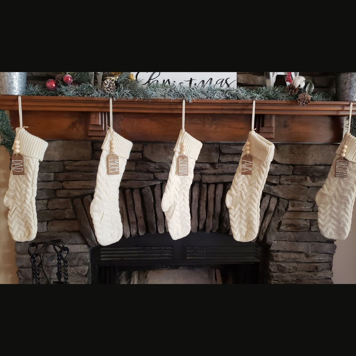 Farmhouse Stocking Tags Wood Stocking Tags Rustic Wood - Etsy