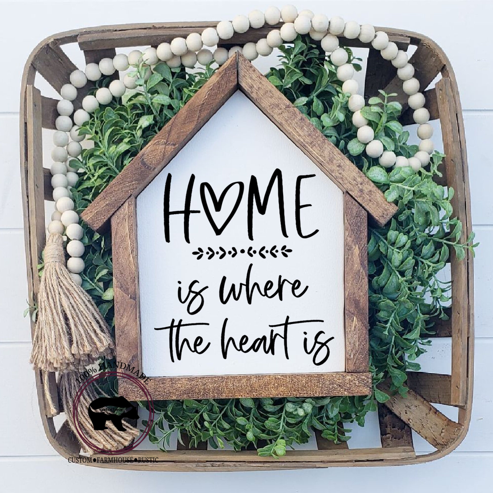 Home is where the Heart is sign House shaped sign Shelf | Etsy