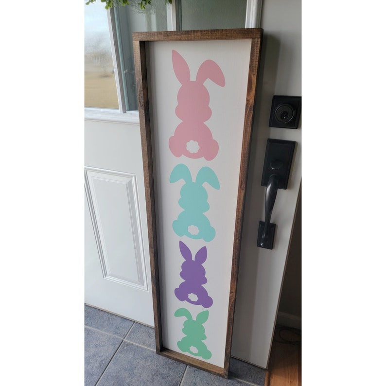Easter Bunny Welcome Porch Leaner Sign, Easter Front Porch Decor ...