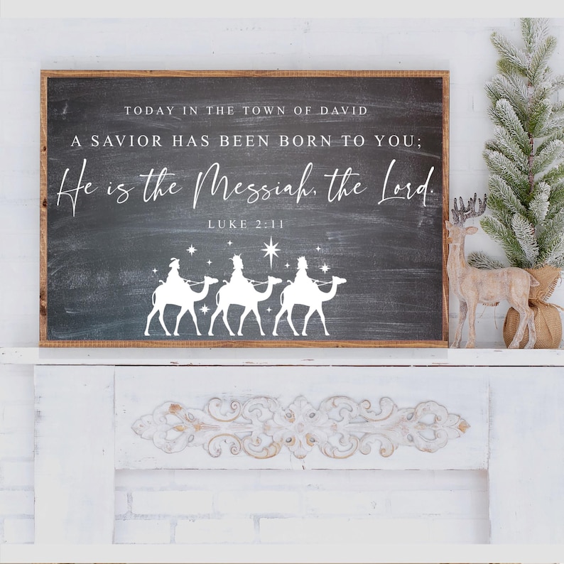 Luke 2:11 Christmas Scripture Sign, He is the Messiah Sign, Modern ...