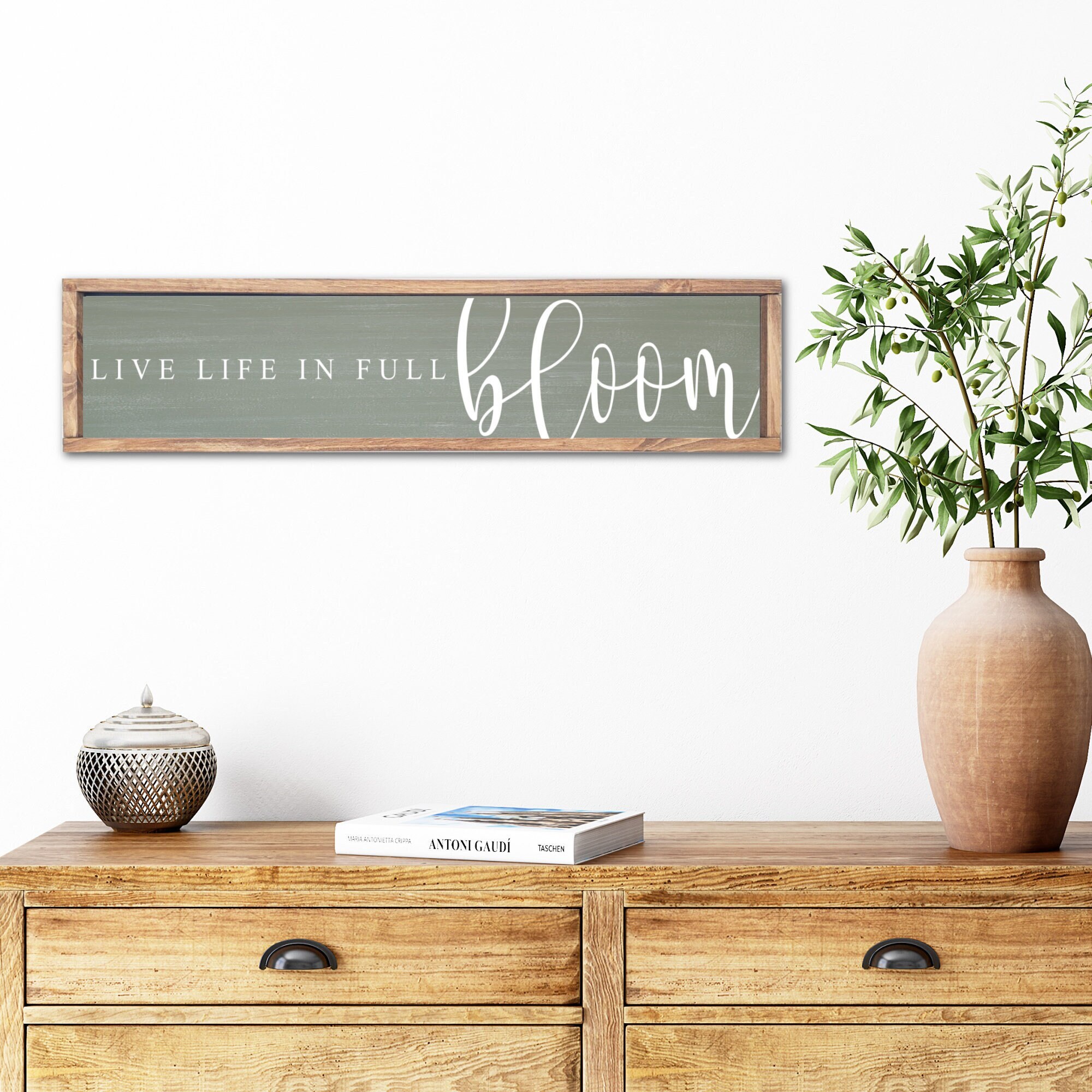 Live Life in Full Bloom Wood Sign Farmhouse Spring Decor - Etsy