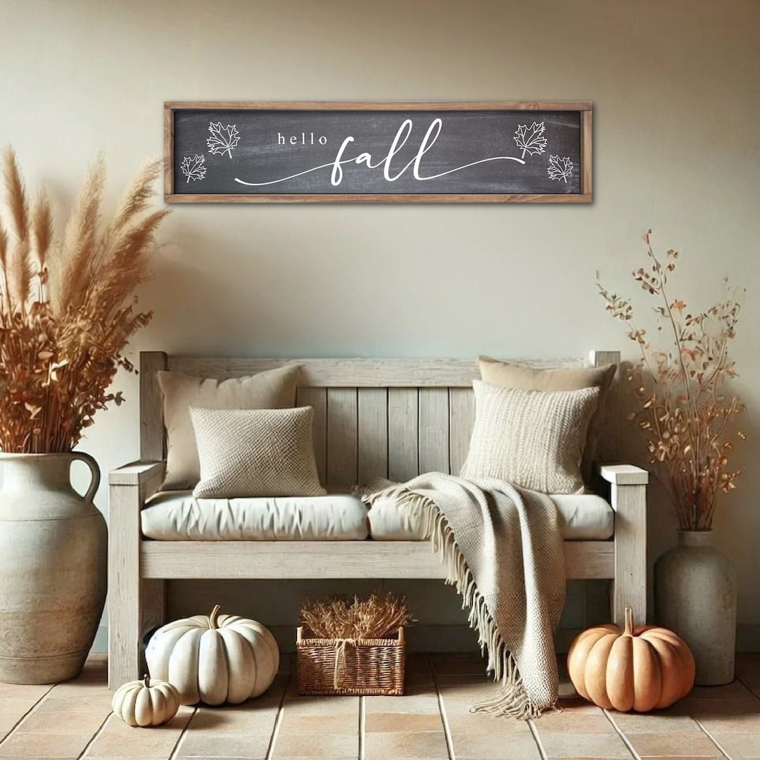 Hello Fall Wood Sign, Modern Farmhouse Fall Wall Decor, Fall Mantle ...