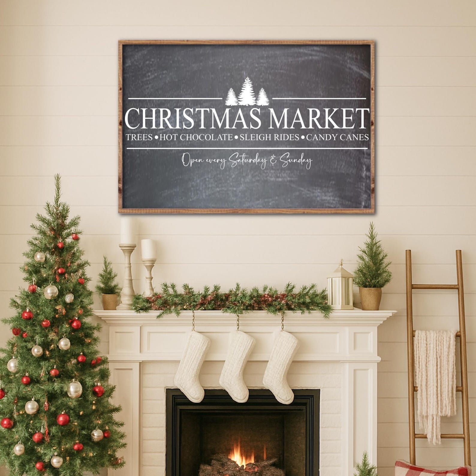 Christmas Market Sign, Farmhouse Christmas Tree Farm Sign, Christmas ...
