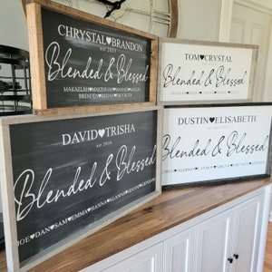 Blended and Blessed Sign, Personalized Blended Family Name Sign, the ...