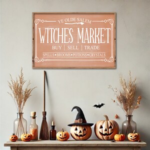 Witches Market Sign, Halloween Salem Witch Sign, Halloween Wood Decor ...
