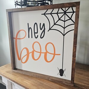 Hey Boo Halloween Wood Sign, Spider Web Decor, Modern Farmhouse ...