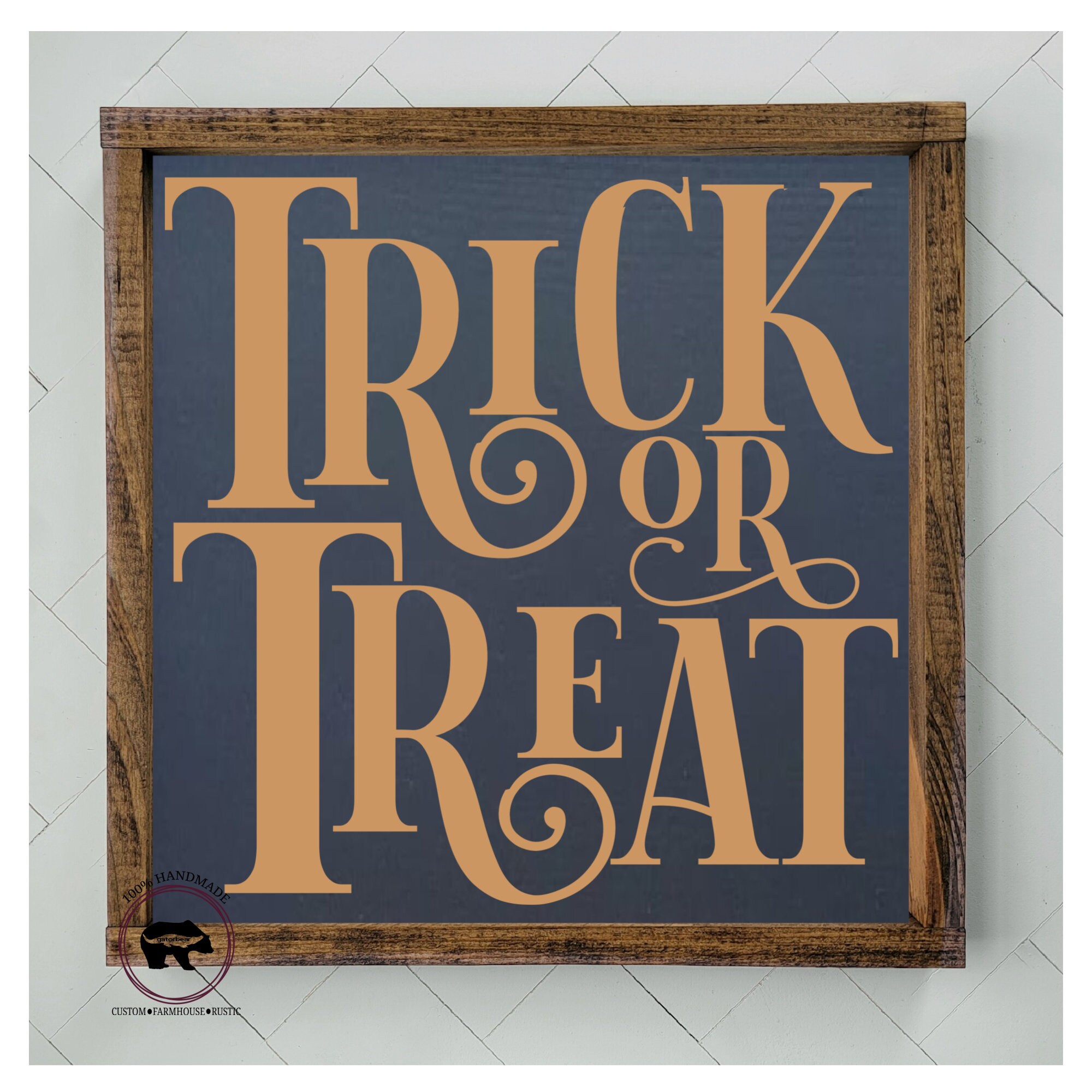 Trick or Treat Sign Halloween Wood Sign Farmhouse Halloween - Etsy