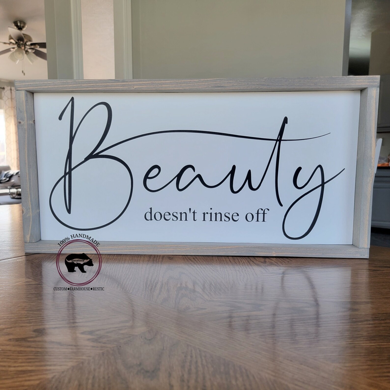 Beauty Doesn't Rinse off Sign, Farmhouse Bathroom Sign, Farmhouse ...
