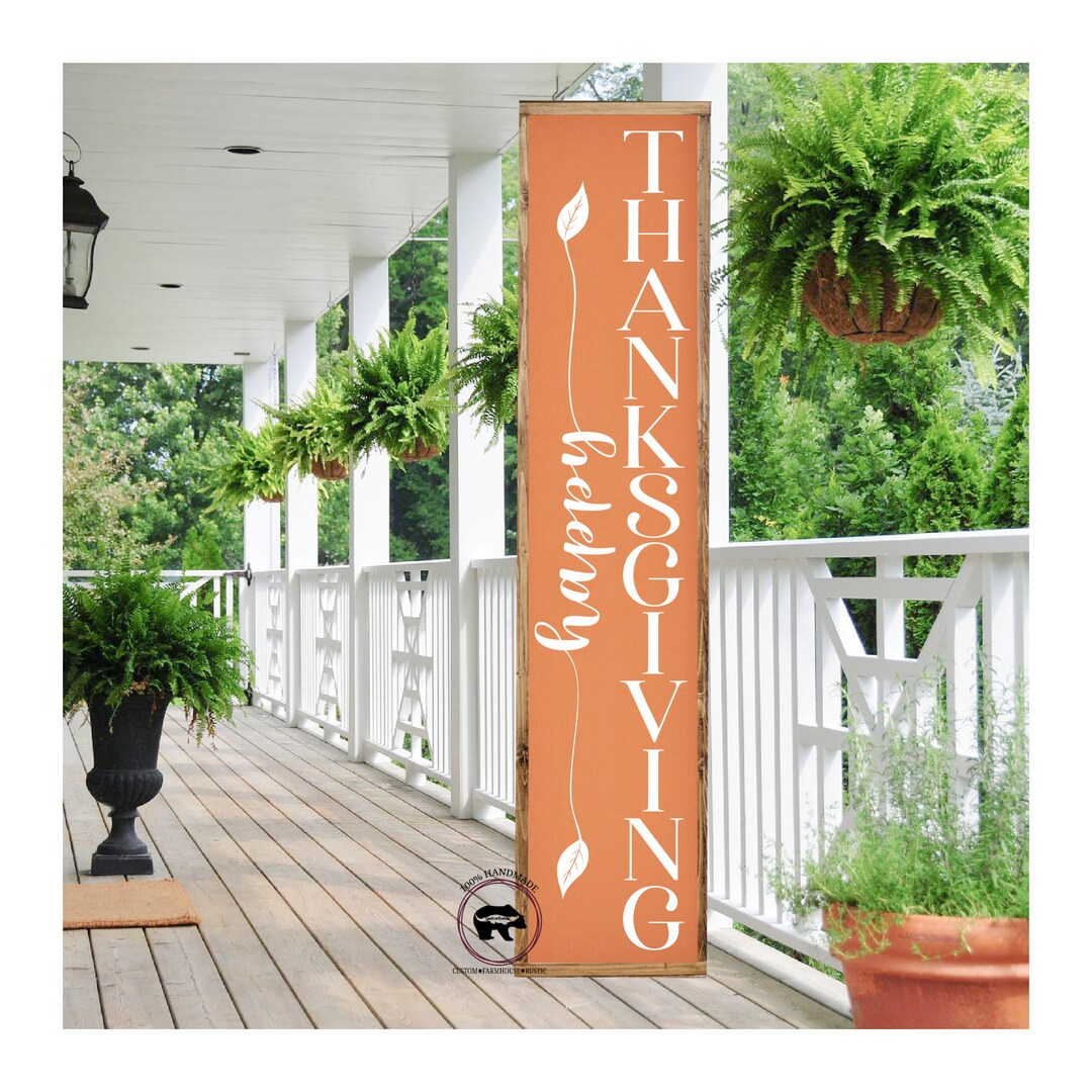 Happy Thanksgiving Welcome Sign Fall Wood Porch Leaner Sign - Etsy